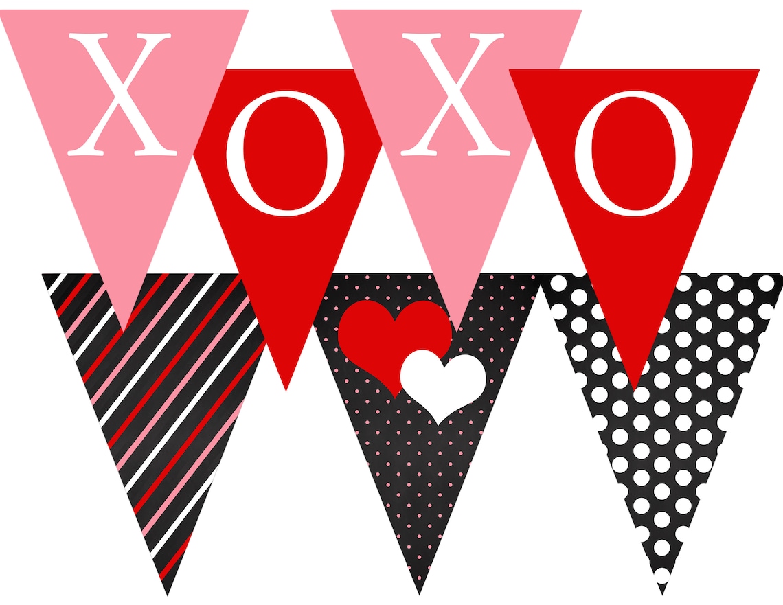 Printable Valentines Banner Valentines Bunting XOXO Banner | Etsy