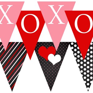 Printable Valentines Day Banner – XOXO Hearts Pennant (digital Download ...