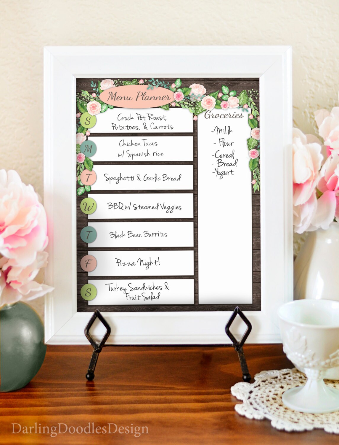Printable Weekly Menu - Dry Erase Menu Board - Weekly Meal Planner ...