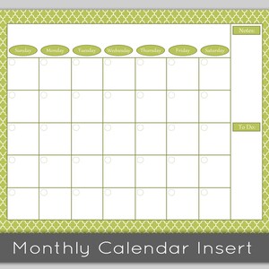 Monthly Wall Calendar Insert - Calendar Print - Calendar Template - Dry ...