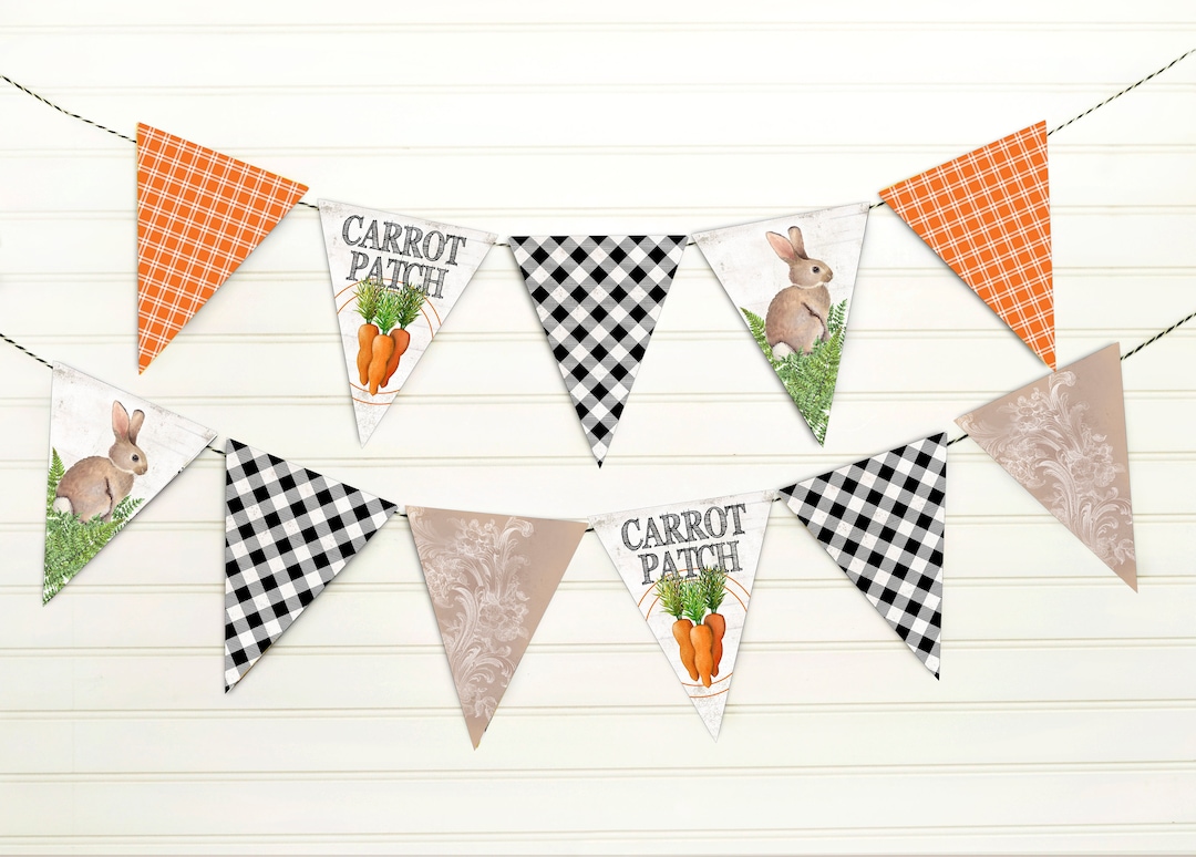 Printable Easter Banner - Easter Rabbit Garland - Carrot Patch Banner ...
