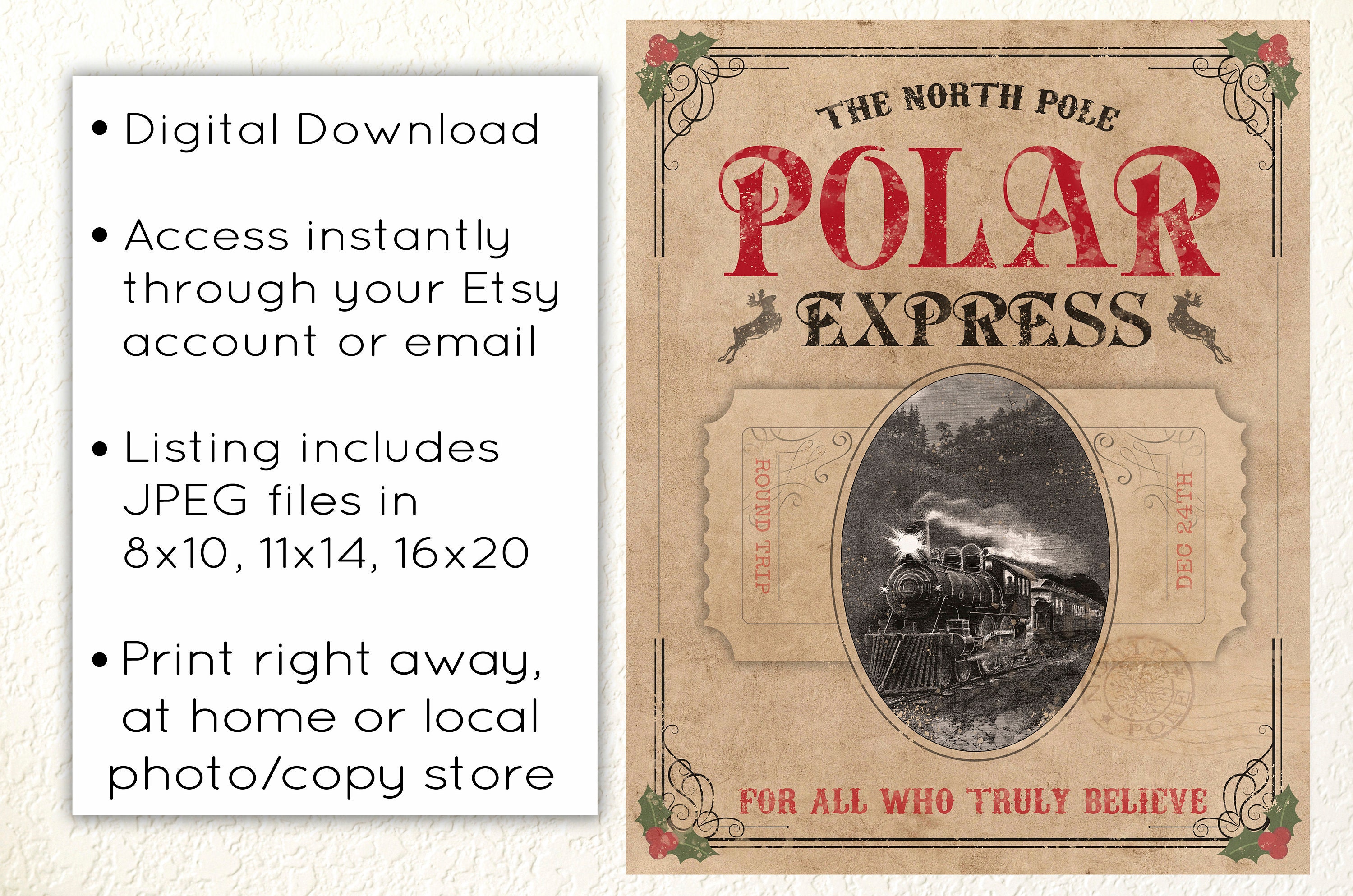 Polar Express Printable North Pole Wall Art Polar Express | Etsy