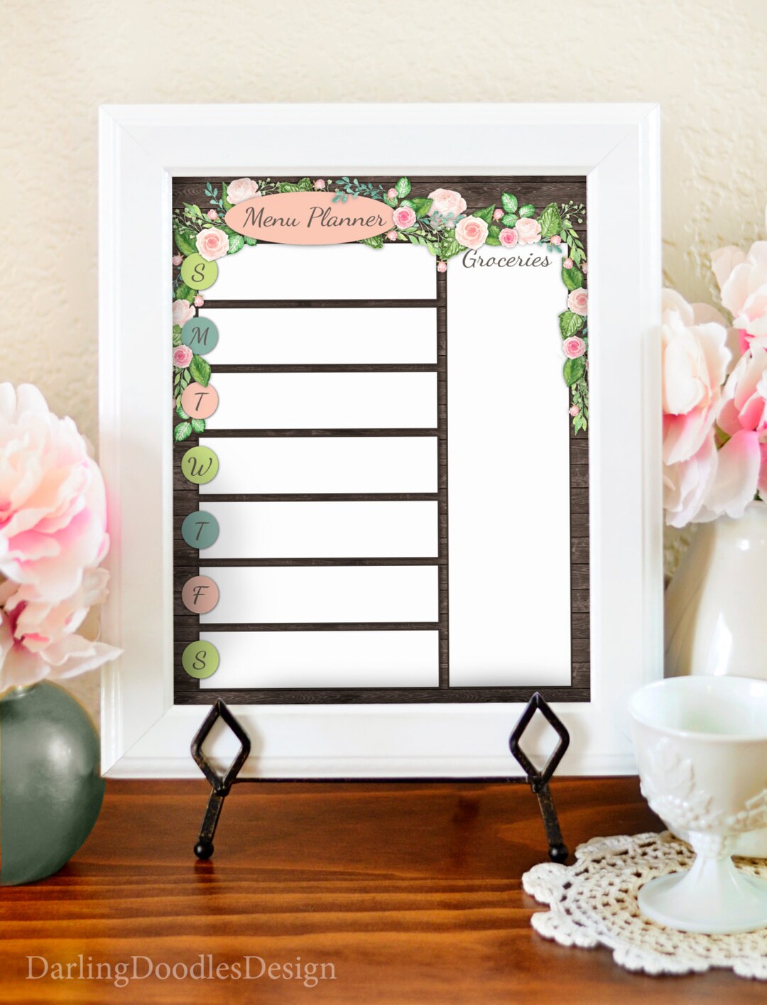 Printable Weekly Menu - Dry Erase Menu Board - Weekly Meal Planner ...