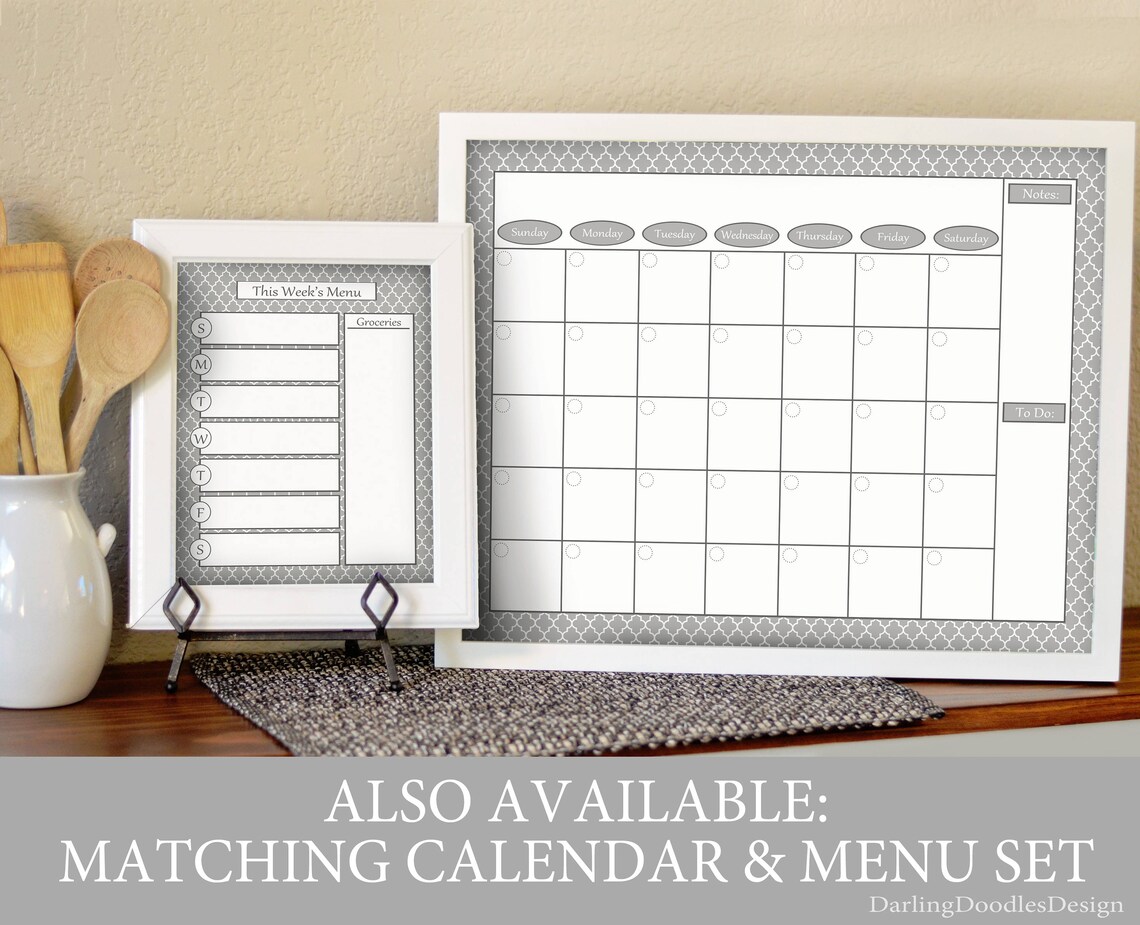 Gray Calendar Print Monthly Calendar Wall Calendar Simple | Etsy