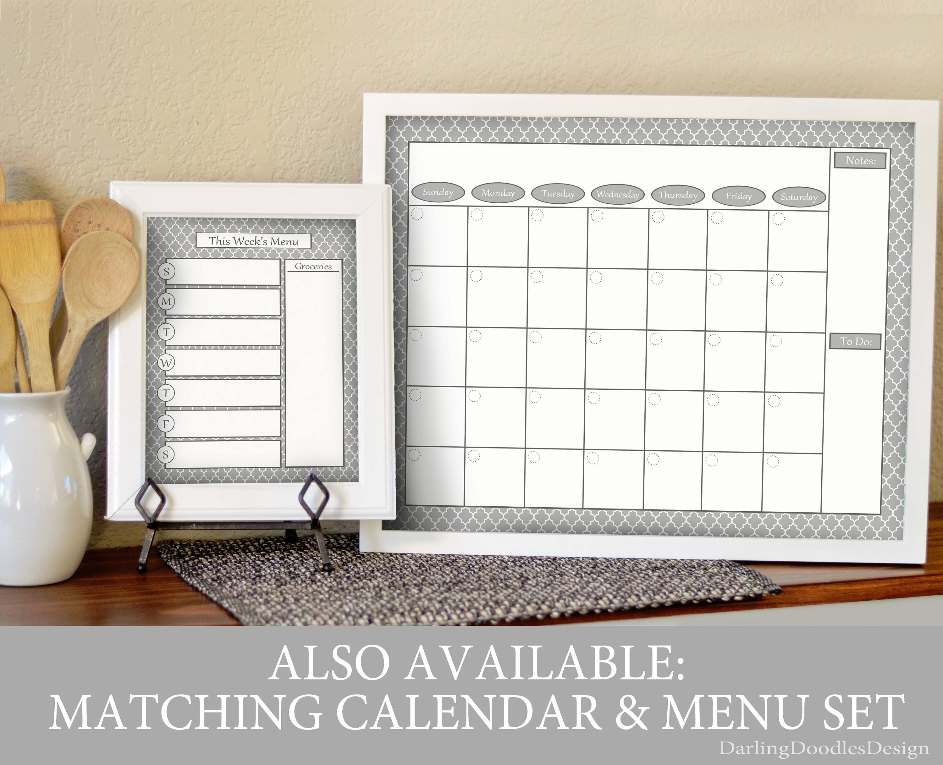 Gray Calendar Print Monthly Calendar Wall Calendar Simple | Etsy