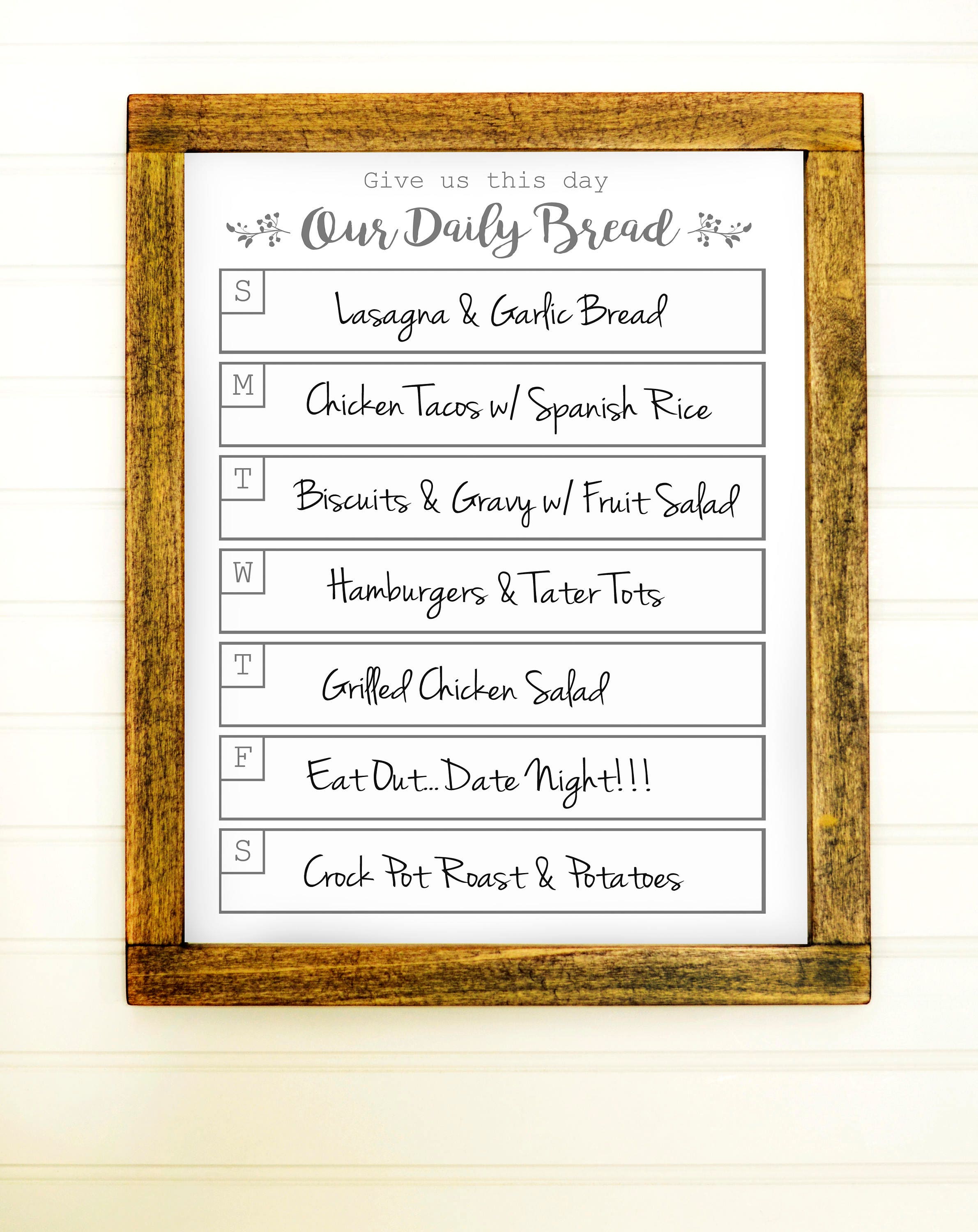 Printable Farmhouse Menu Planner Weekly Menu Planner | Etsy
