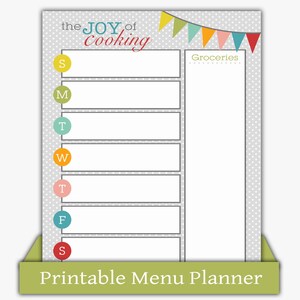 Calendar Printable - Menu Planner Printable - Monthly Calendar - Weekly ...