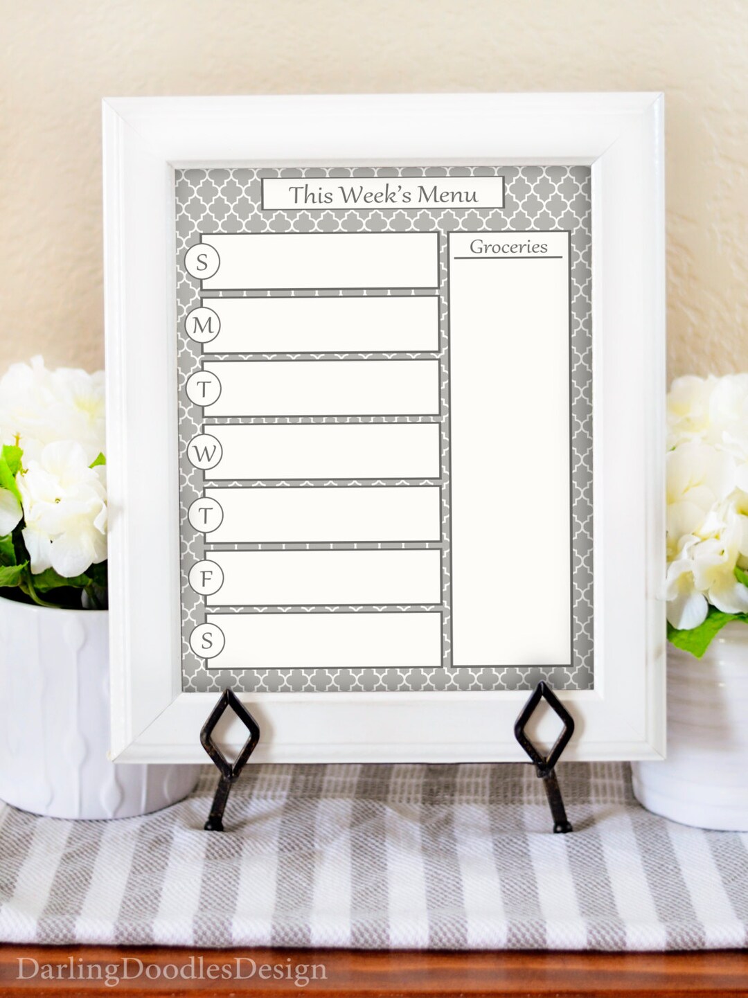 Dry Erase Menu Board - Weekly Menu Printable - Menu Planner - Dinner ...