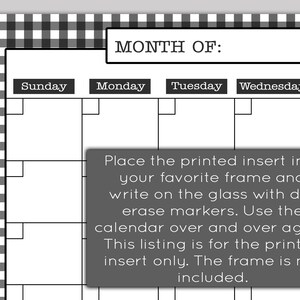 Buffalo Check Calendar - Monthly Calendar - Command Center - Menu Board ...