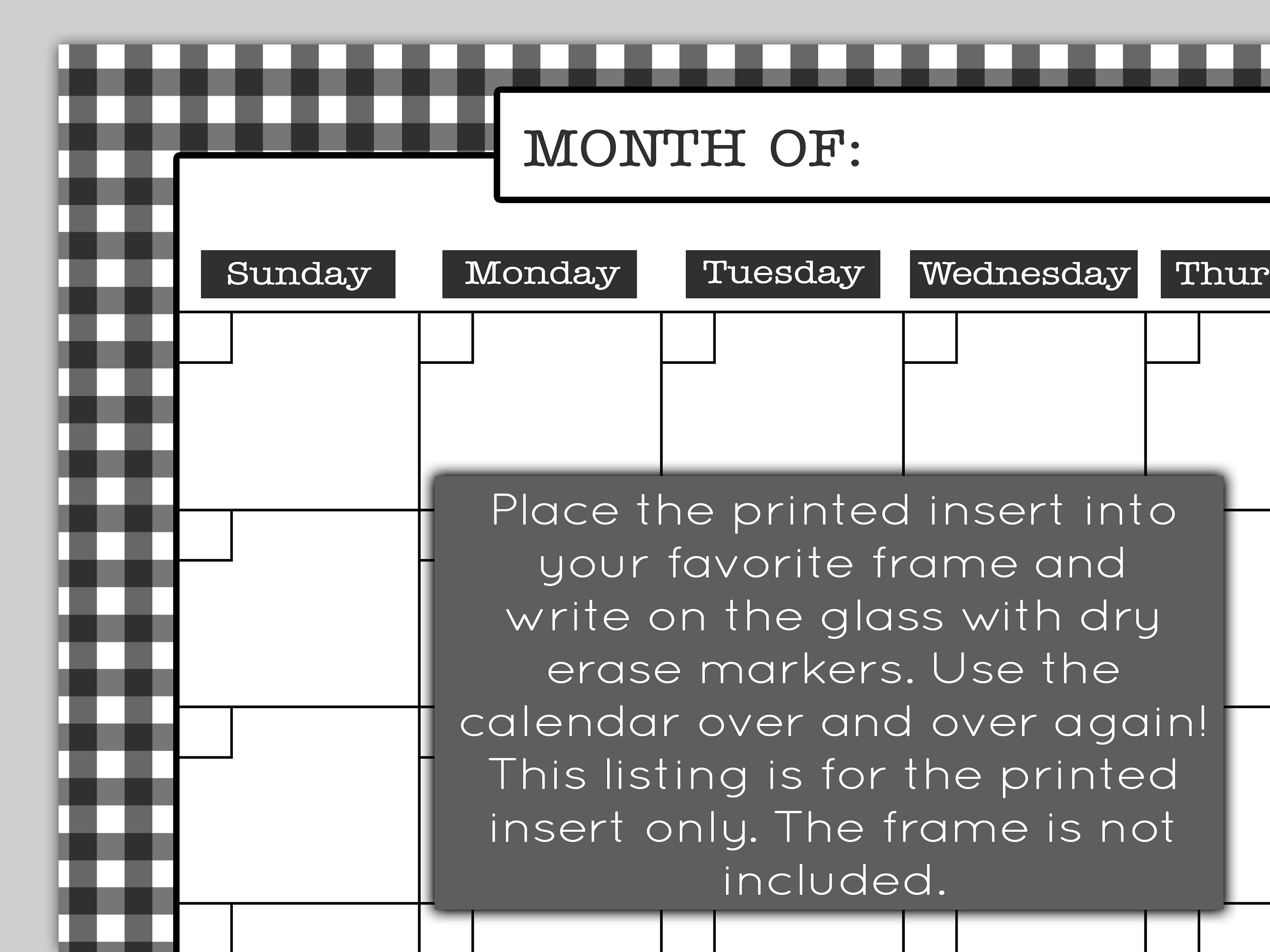 Buffalo Check Calendar and Menu Planner Set – Archival Matte Print - Etsy