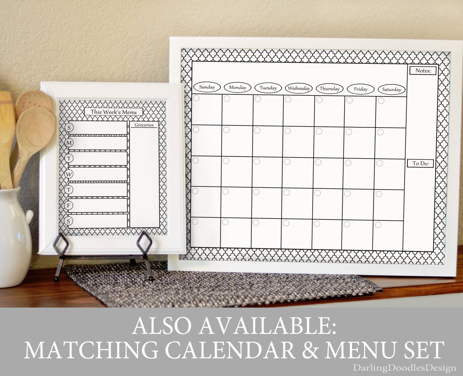 Printable Menu - Weekly Menu Planner - Weekly Meal Board - White ...