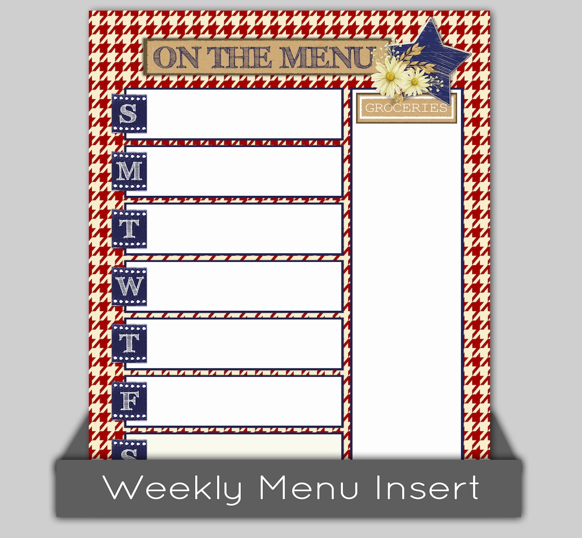 Patriotic Calendar Print Patriotic Menu Planner USA - Etsy