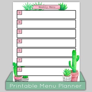 Printable Succulent Cactus Calendar - Printable Succulent Cactus Menu ...