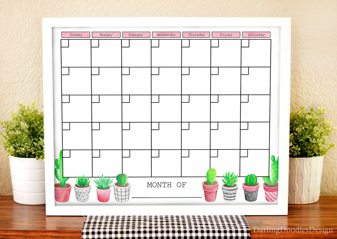 Printable Succulent Cactus Calendar Printable Succulent | Etsy