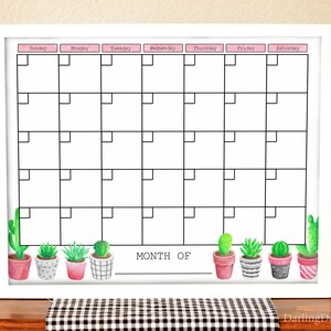 Printable Succulent Cactus Calendar - Printable Succulent Cactus Menu ...