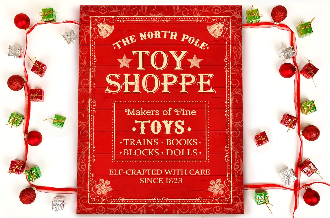 North Pole Toy Shop Printable Christmas Sign Printable - Etsy