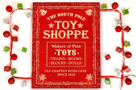 North Pole Toy Shop Printable Christmas Sign Printable | Etsy