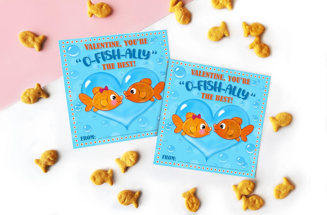 Goldfish Valentines Day Gift Tag - Fish Valentine Gift Tag - Kids ...