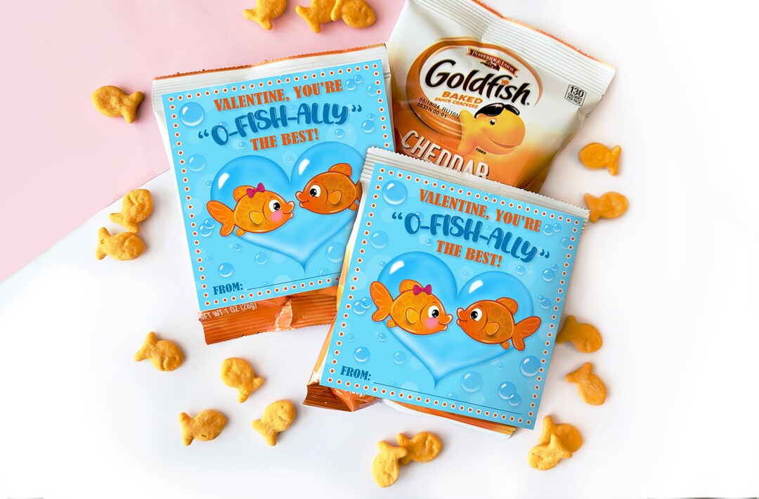 Goldfish Valentines Day Gift Tag - Fish Valentine Gift Tag - Kids ...