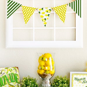 Lemon Pennant Banner - Lemonade Garland - Lemon Bunting - Summer Banner ...