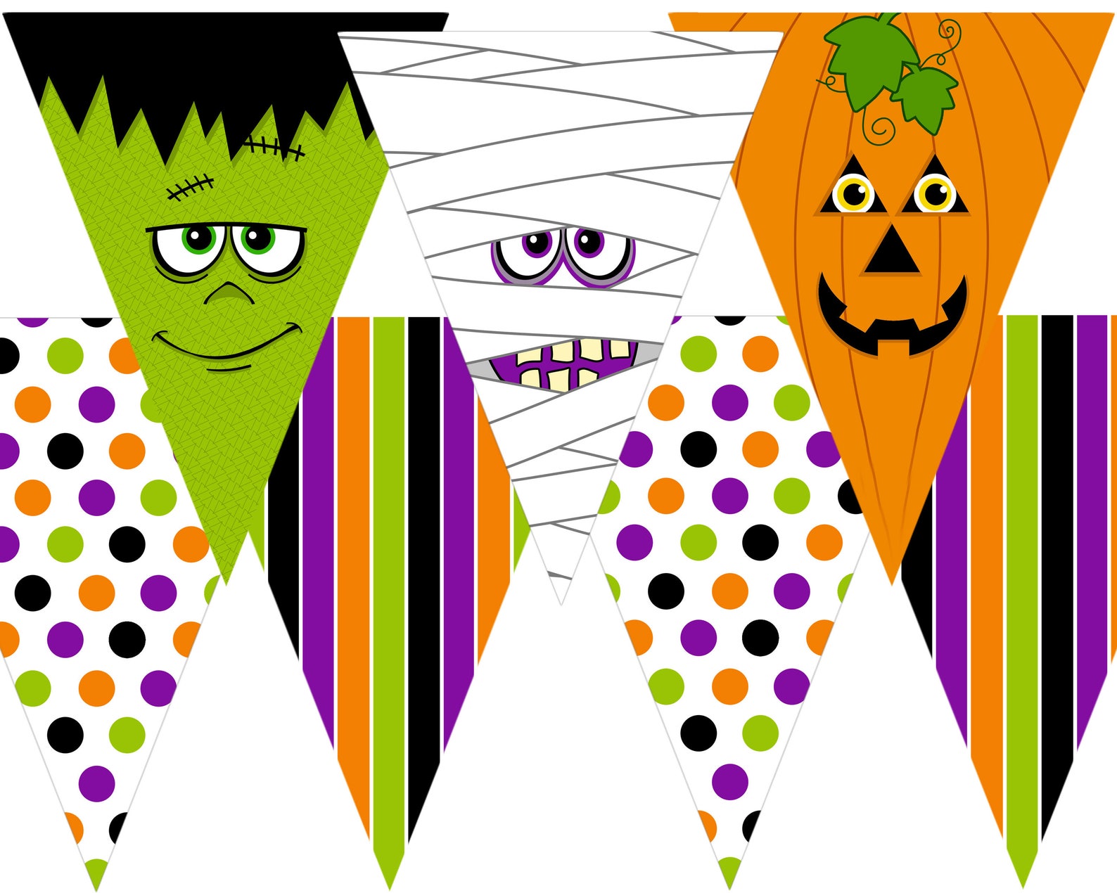 Monster Pennant Banner Halloween Banner Halloween Bunting | Etsy