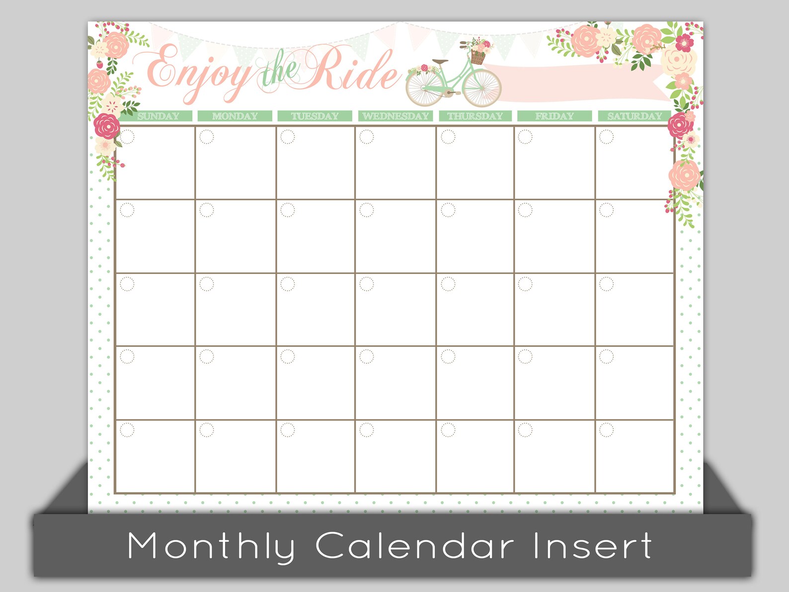 Enjoy the Ride Monthly Calendar Floral Monthly Calendar - Etsy