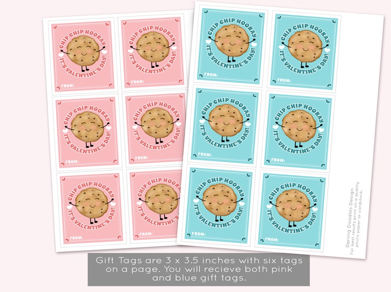 Chip Chip Hooray Valentines Tag - Cookie Valentine Gift Tag - Treat ...
