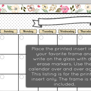 Watercolor Flower Calendar - Floral Monthly Calendar - Cute Calendar ...