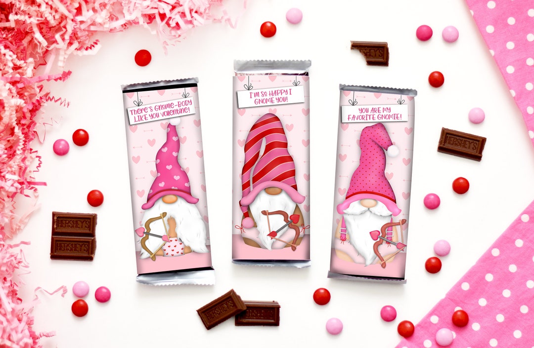 Valentines Gnomes - Valentine's Candy Bar Wrappers - Gnome Holiday ...