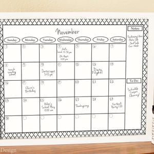 Monthly Calendar Insert - Simply White Calendar - Dry Erase Calendar ...