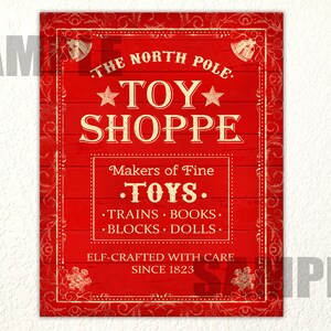 North Pole Toy Shop Printable - Christmas Sign Printable - Vintage ...
