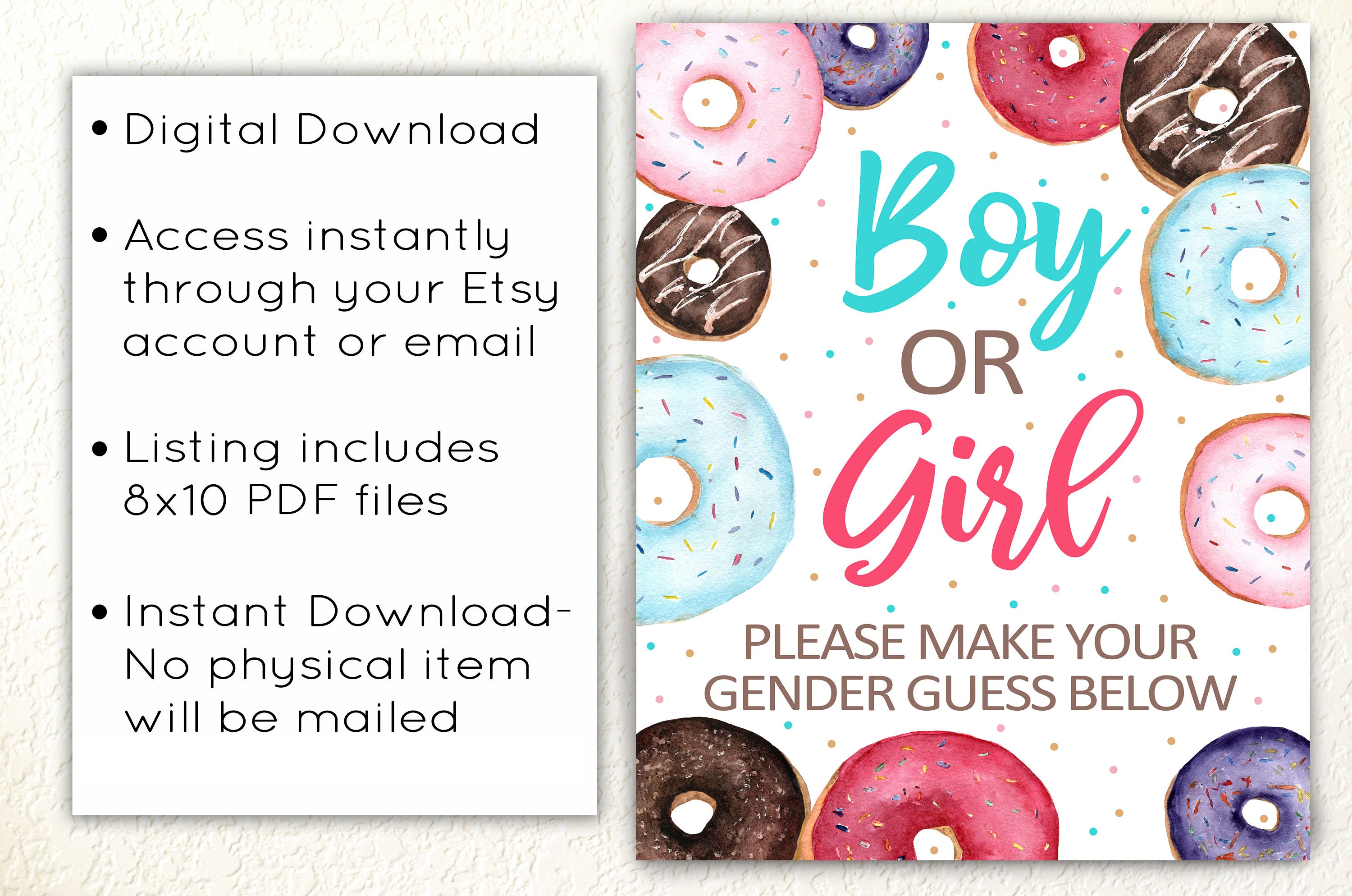 Donut Gender Reveal Gender Reveal Party Signs Donut Baby | Etsy