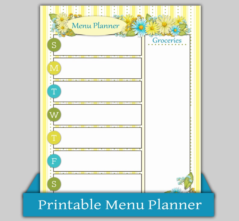 Printable Monthly Calendar Printable Menu Planner Floral | Etsy