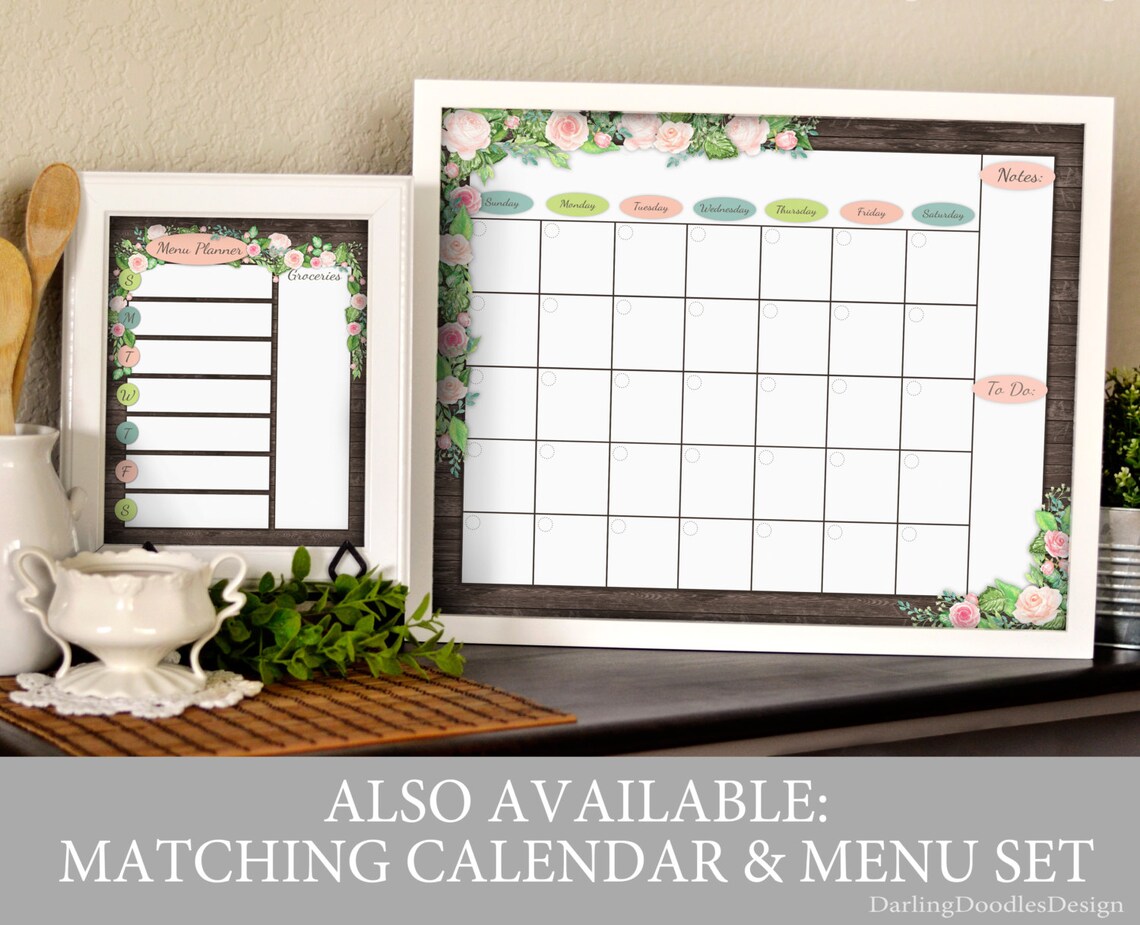 Printable Weekly Menu - Dry Erase Menu Board - Weekly Meal Planner ...