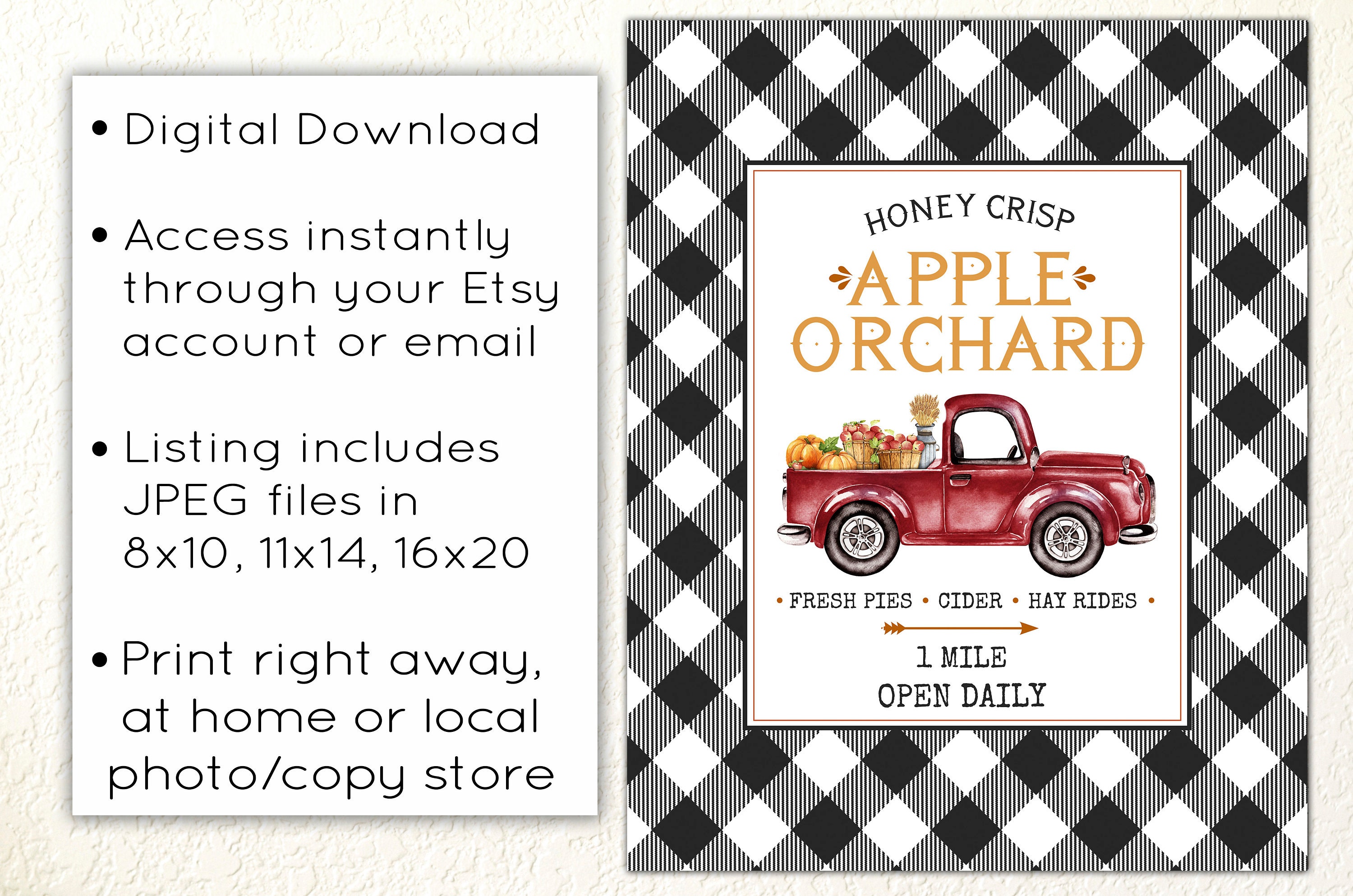 Apple Orchard Fall Sign Autumn Farmhouse Decor Pumpkin | Etsy