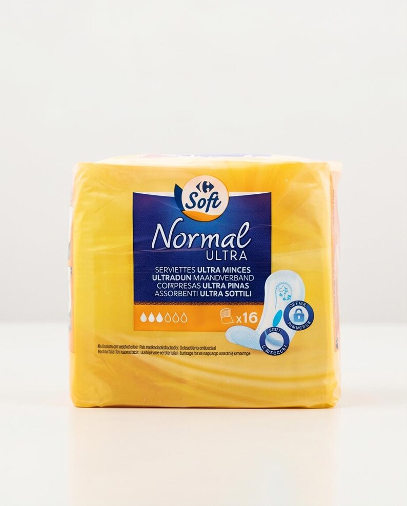 Serviette Hygiènique Jetable Sans Aillettes Ultra Mince SOFT CARREFOUR ...