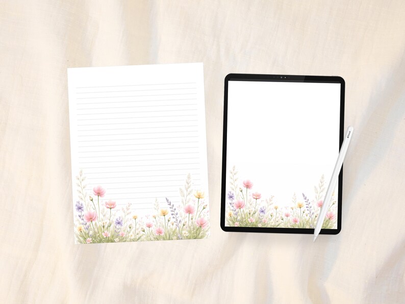 Wildflower Letter Paper, Lined/unlined, Floral Spring Writing Set ...
