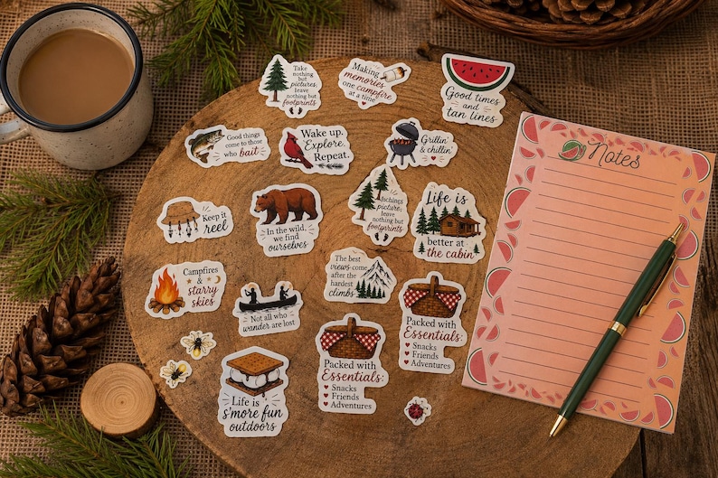 Watermelon Notes Notepad With Stickers | Cozy Picnic Stationery Bundle ...