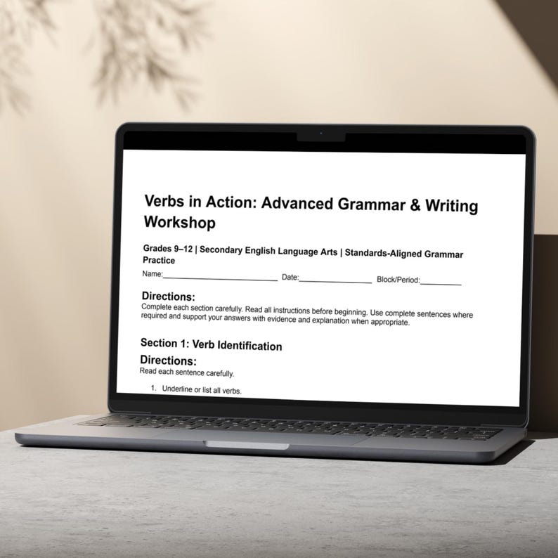 Verbs in Action Grammar Worksheets • Parts of Speech, Types of Verb ...