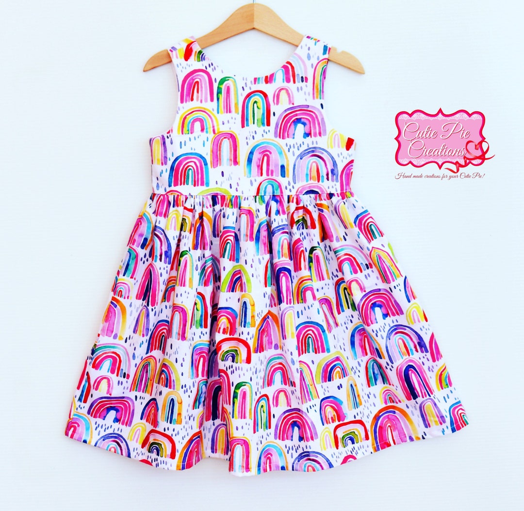 Girls Watercolor Rainbow Dress – Handmade Toddler & Little Girls Dress ...