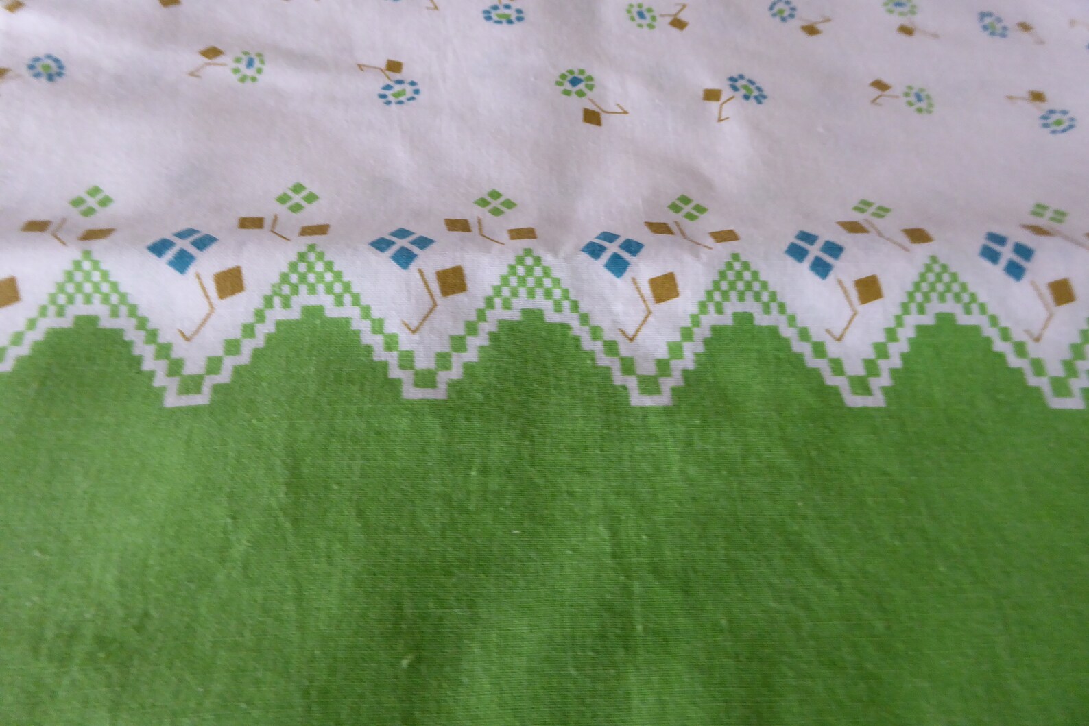 Vtg Pr Cotton Feed Sacks w/Green Border Sm Flowers Diamonds | Etsy