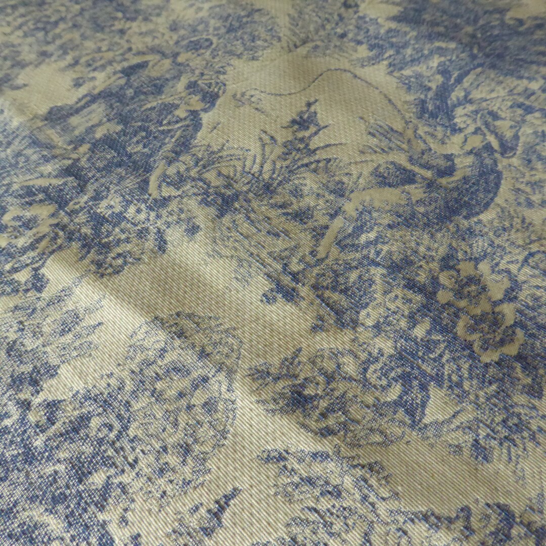 Vintage Heavy Cotton Toile Drapery/ Fabric French Country Folks Fishing ...