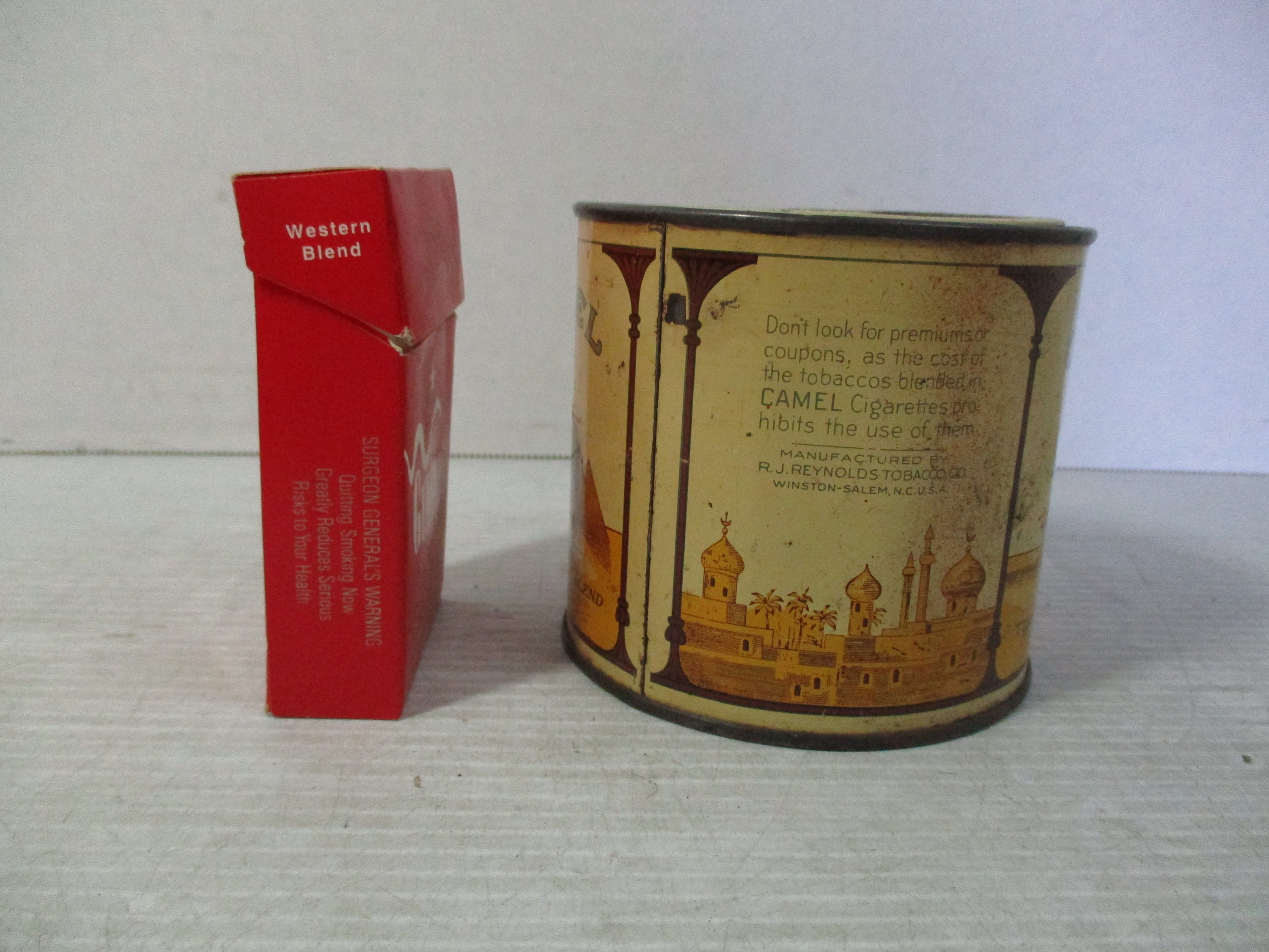 Vintage CAMEL 100's Cigarettes Metal Round Tin Container and Red ...