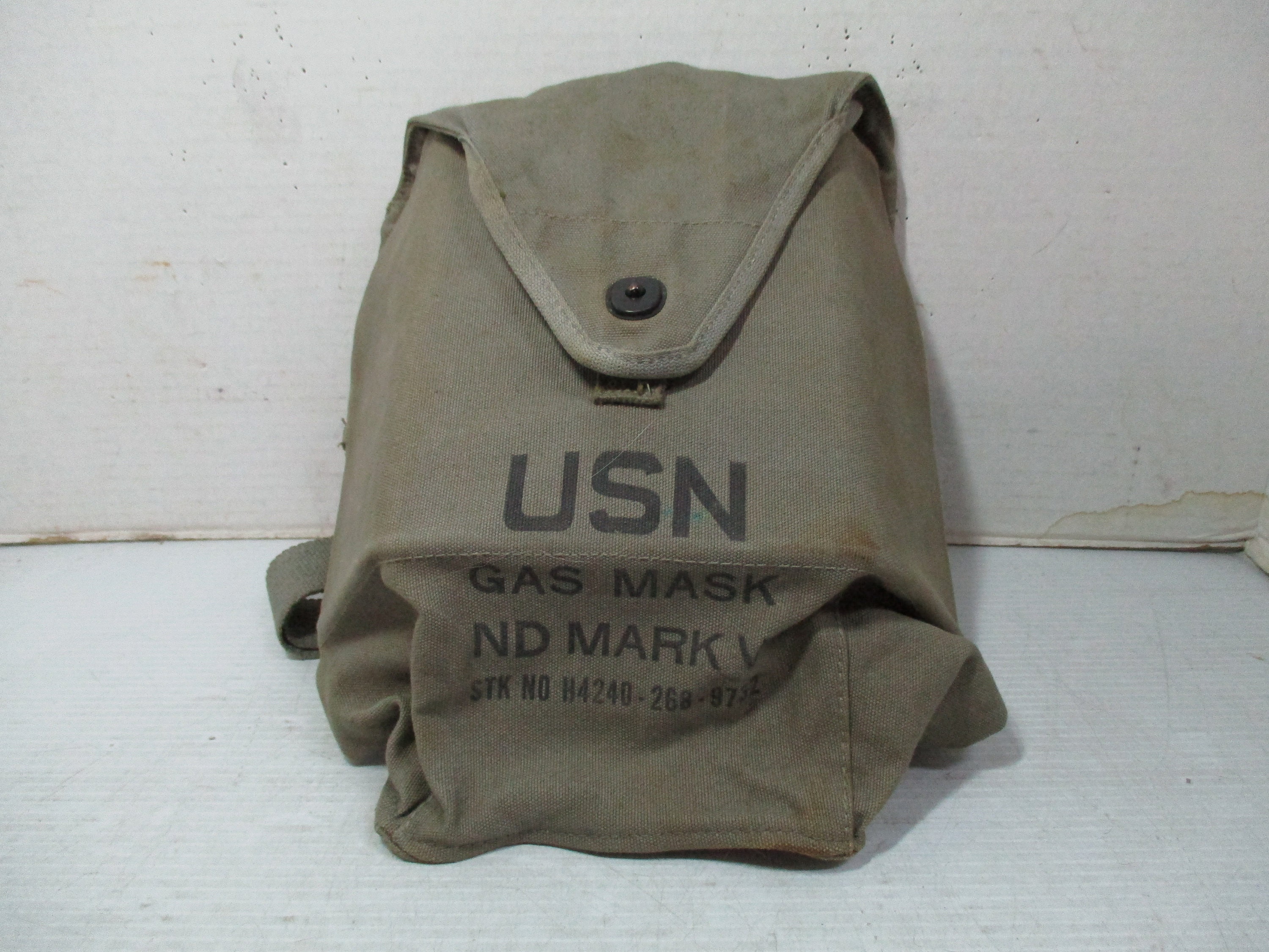Vintage WWII Korean War Canvas Bag Gas Mask Case for ND Mark V Gas Mask ...