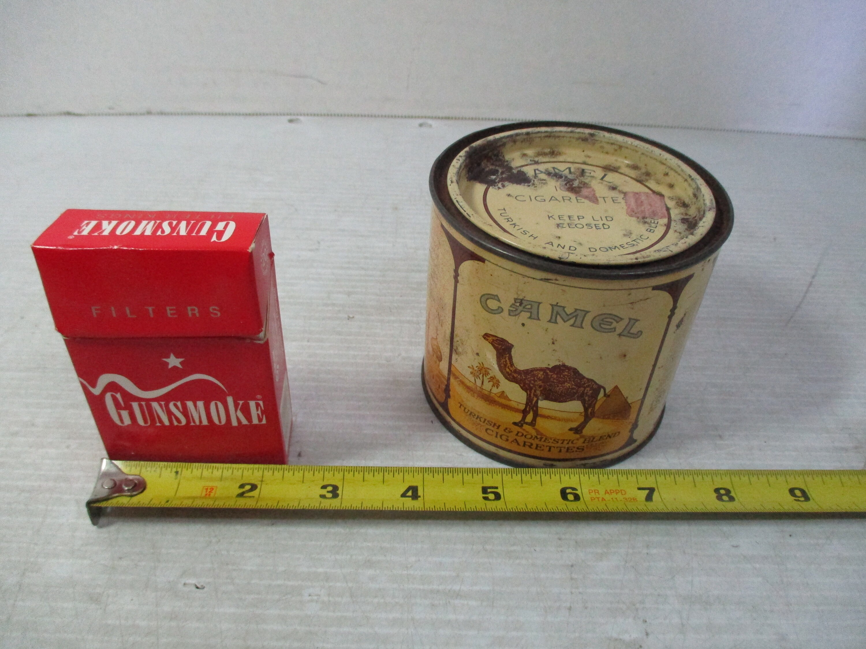 Vintage CAMEL 100's Cigarettes Metal Round Tin Container and Red ...