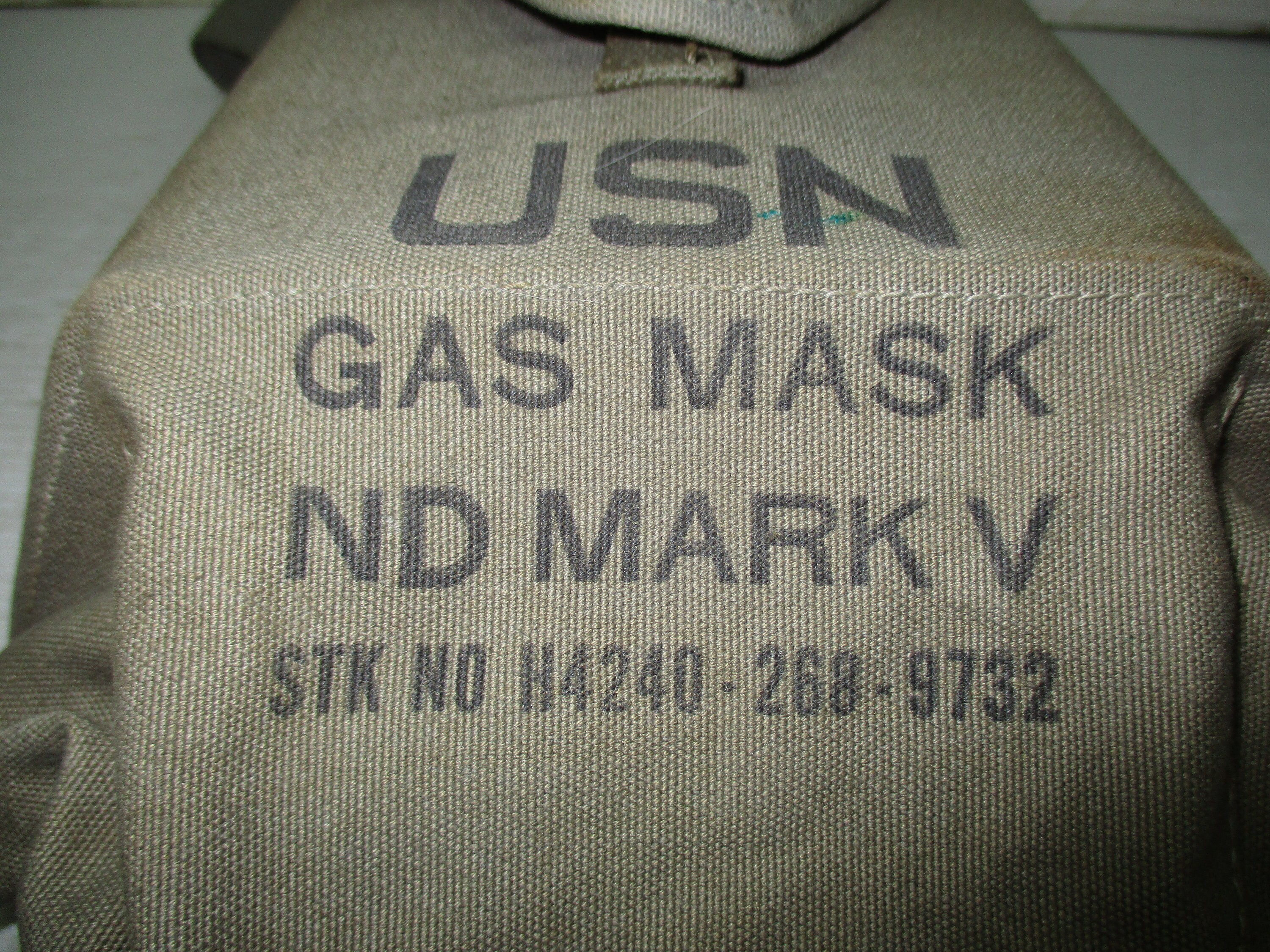 Vintage WWII Korean War Canvas Bag Gas Mask Case for ND Mark V Gas Mask ...