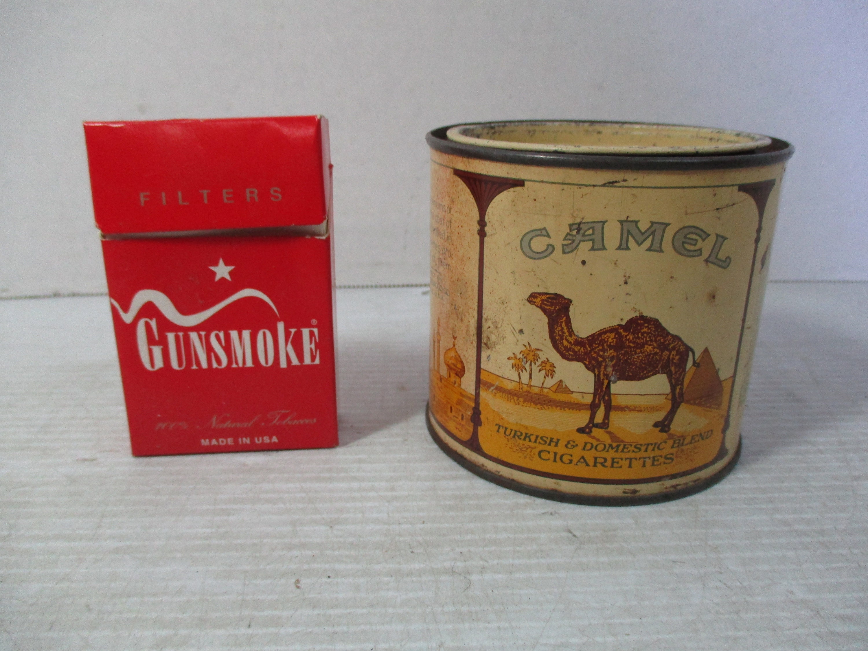 Vintage CAMEL 100's Cigarettes Metal Round Tin Container and Red ...
