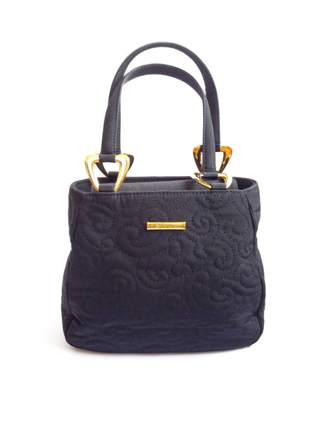 YSL Vintage Yves Saint Laurent Black Handbag With Golden Details ...