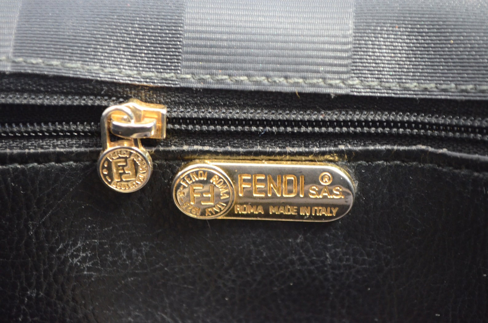 Authentic Vintage FENDI Roma Striped Black and Grey Clutch Bag - Etsy