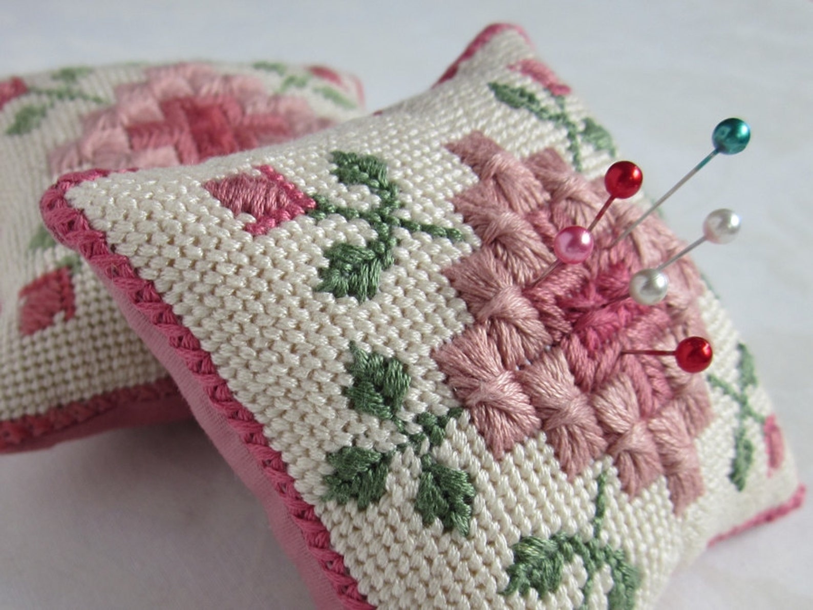 2 Canvas Work Embroidery Patterns for Pincushions, Digital Embroidery ...